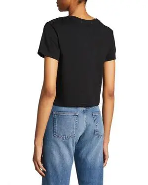 AMO Babe Cropped Crewneck Tee - Black