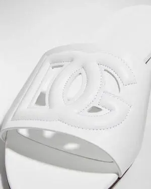 Dolce & Gabbana Cutout Dg Flat Slide Sandals - White