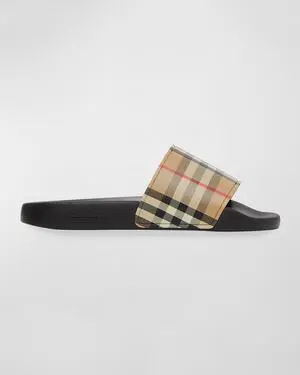 Burberry Furley Vintage Check Slide Sandals - Beige