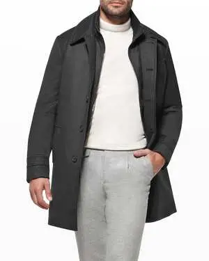 NORWEGIAN WOOL Men's Wool-silk Euro Topcoat - Dark Graphite