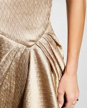 Giorgio Armani Draped Textured Satin Midi Dress - Beige