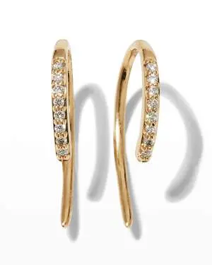 Lana Jewelry 14K Gold Diamond Mini Hooked Earrings One-color