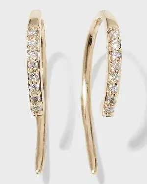 Lana Jewelry 14K Gold Diamond Mini Hooked Earrings White