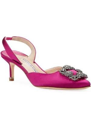 manolo blahnik - Hangisi Kitten-Heel Slingback Pumps