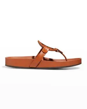 Tory Burch Miller Cloud Leather Thong Sandals Aged Camello Age