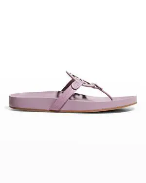 Tory Burch Miller Cloud Leather Thong Sandals Lilac