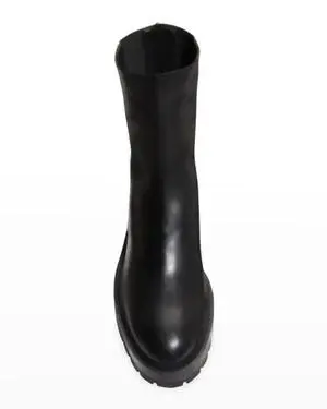 AQUAZZURA St Honore Leather Zip Booties - Black