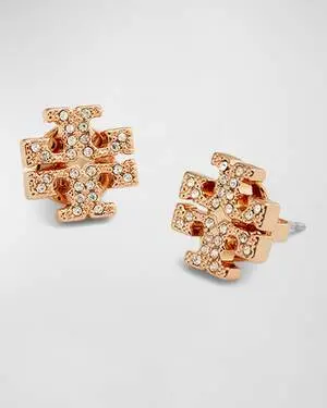 Tory Burch Icon Pavé Stud Earrings Rose Gold