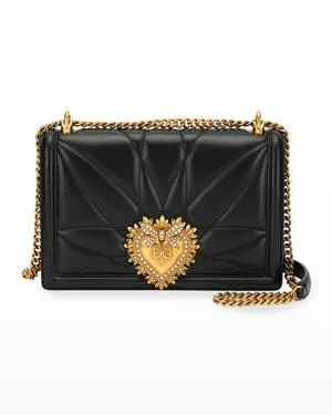 Dolce & Gabbana Devotion Large Quilted Shoulder Bag Black
