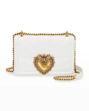 Dolce & Gabbana Devotion Large Quilted Shoulder Bag White