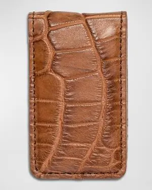 ABAS Men & Apos;s Magnetic Alligator Money Clip Tan