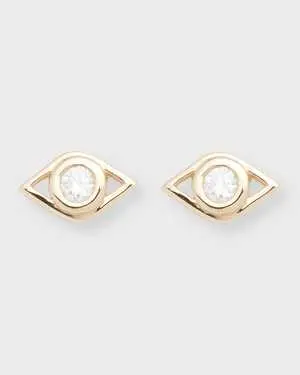 SYDNEY EVAN Sydney Evan 14K Diamond Evil Eye Stud Earring Gold