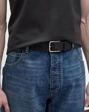 Bottega Veneta Intrecciato Leather Belt - Black Silver