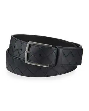 Bottega Veneta Intrecciato Leather Belt Black