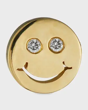 SYDNEY EVAN Sydney Evan 14K Yellow Gold Diamond Happy Face Stud Earring