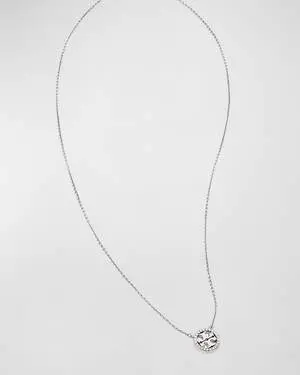 Tory Burch Icon Pavé Pendant Necklace Silver