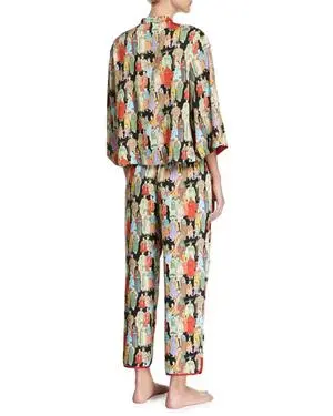 Natori Two-piece Dynasty Printed Pajamas - Black