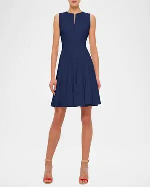 Akris Sleeveless Zip-front A-line Dress - Navy