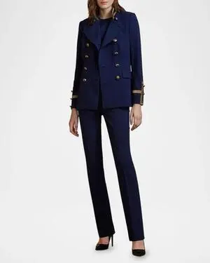Ralph Lauren Ralph Lauren Collection Alandra Straight-Leg Wool Pants Navy