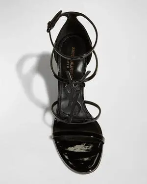 Saint Laurent 100mm Opyum Patent Leather Sandals - Nero
