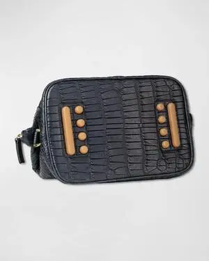 ABAS Men & Apos;s Alligator Travel Toiletry Bag Black