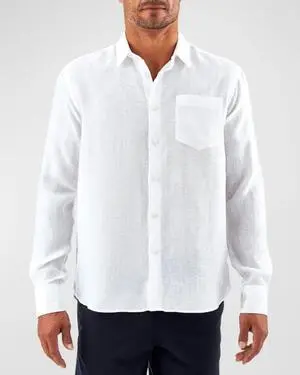 Vilebrequin Caroubis Linen Pocket Sport Shirt - White