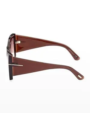 TOM FORD Jacquetta Square Sunglasses - Brown