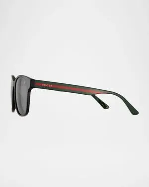 Gucci Square Frame Sunglasses With Web - Black