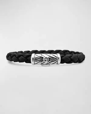 David Yurman David Yurman Chevron Woven Bracelet - Black Rubber/silver