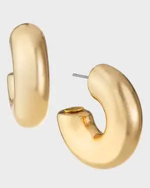KENNETH JAY LANE Polished Hoop Earrings - Gold