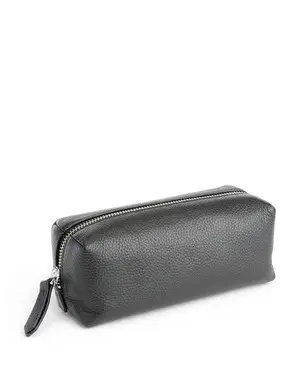 ROYCE NEW YORK Monogrammed Leather Zippered Utility Bag Black