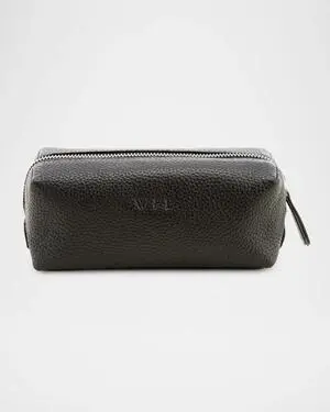 ROYCE NEW YORK Monogrammed Leather Zippered Utility Bag - Black