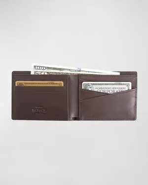 ROYCE NEW YORK Rfid Blocking Bifold Wallet, Personalized - Brown