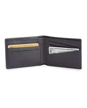 ROYCE NEW YORK Rfid Blocking Bifold Wallet, Personalized Navy Blue And Bla