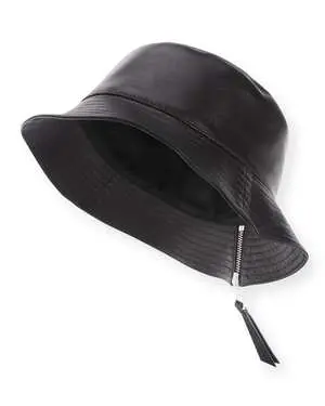 Loewe Fisherman Leather Bucket Hat - Black