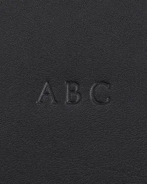 ROYCE NEW YORK ROYCE New York Monogrammed Leather Retractable Luggage Tag Black