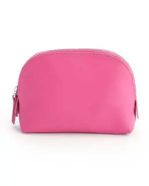 ROYCE NEW YORK Monogrammed Compact Leather Cosmetic Bag Bright Pink