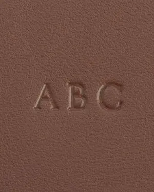 ROYCE NEW YORK Monogrammed Compact Leather Cosmetic Bag - Tan