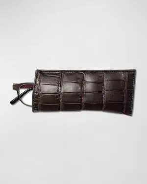 ABAS Men & Apos;s Alligator Eyeglass Case Brown