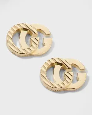 Gucci 18k Yellow Gold Running G Stud Earrings - Yg