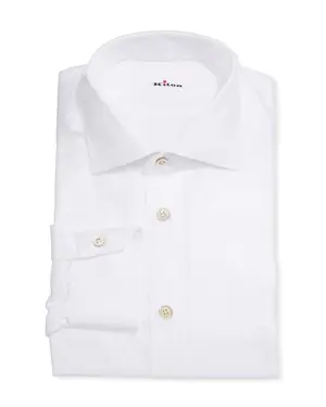 Kiton Men's Herringbone Dress Shirt - White