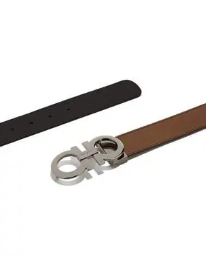 FERRAGAMO Reversible Gancini Belt - Brown