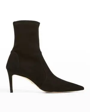 STUART WEITZMAN Stuart Stretch Suede Stiletto Booties - Black