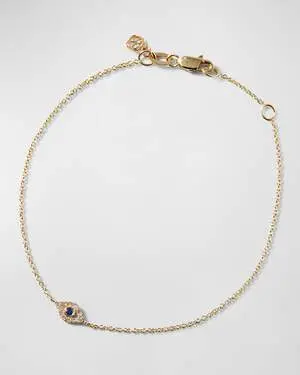 SYDNEY EVAN Sydney Evan Small Diamond And Sapphire Evil Eye Bracelet Multi