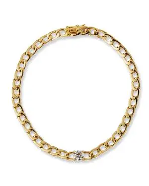 ANITA KO - 18k Yellow Gold Plain Chain-link Bracelet With Diamond Center