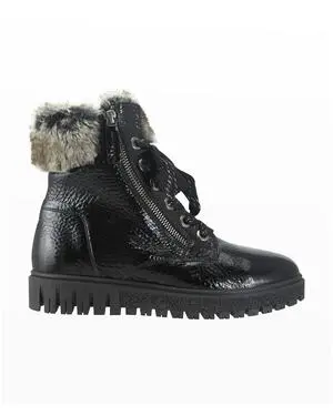 Ron White Ilsa Leather Faux Fur Winter Booties - Onyx