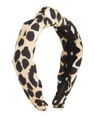 Lele Sadoughi Silk-blend Print Knotted Headband - Leopard