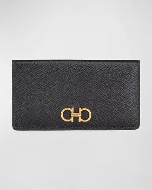 FERRAGAMO Gemini Bifold Leather Wallet Black