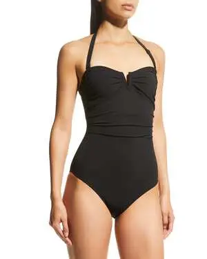 Shan Foam Bandeau One-piece Swimsuit - Caviar