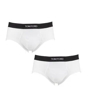 TOM FORD Men & Apos;s 2-pack Solid Jersey Logo-waist Briefs 100 White